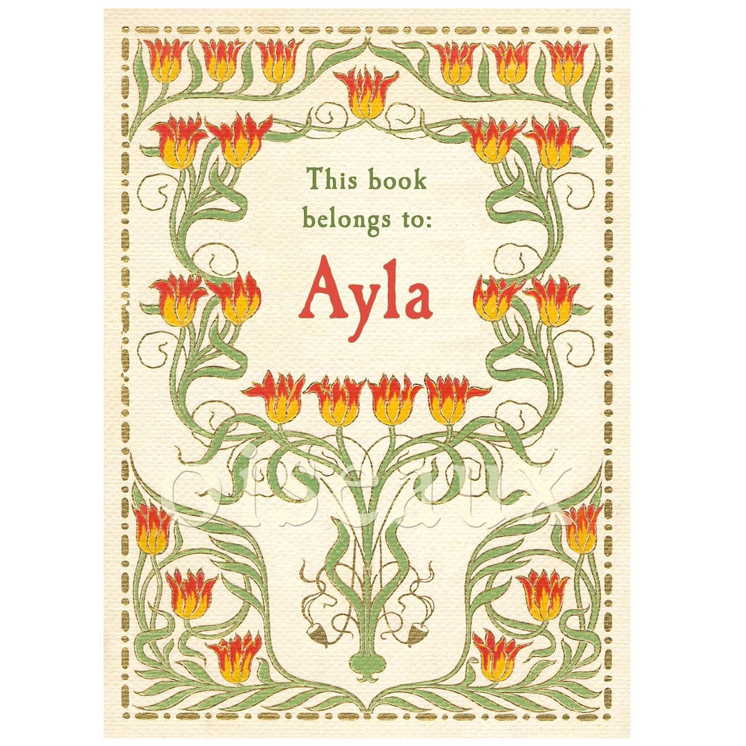 Tulip Vine Bookplates - Personalized Vintage Book Labels - Set of 24 ...
