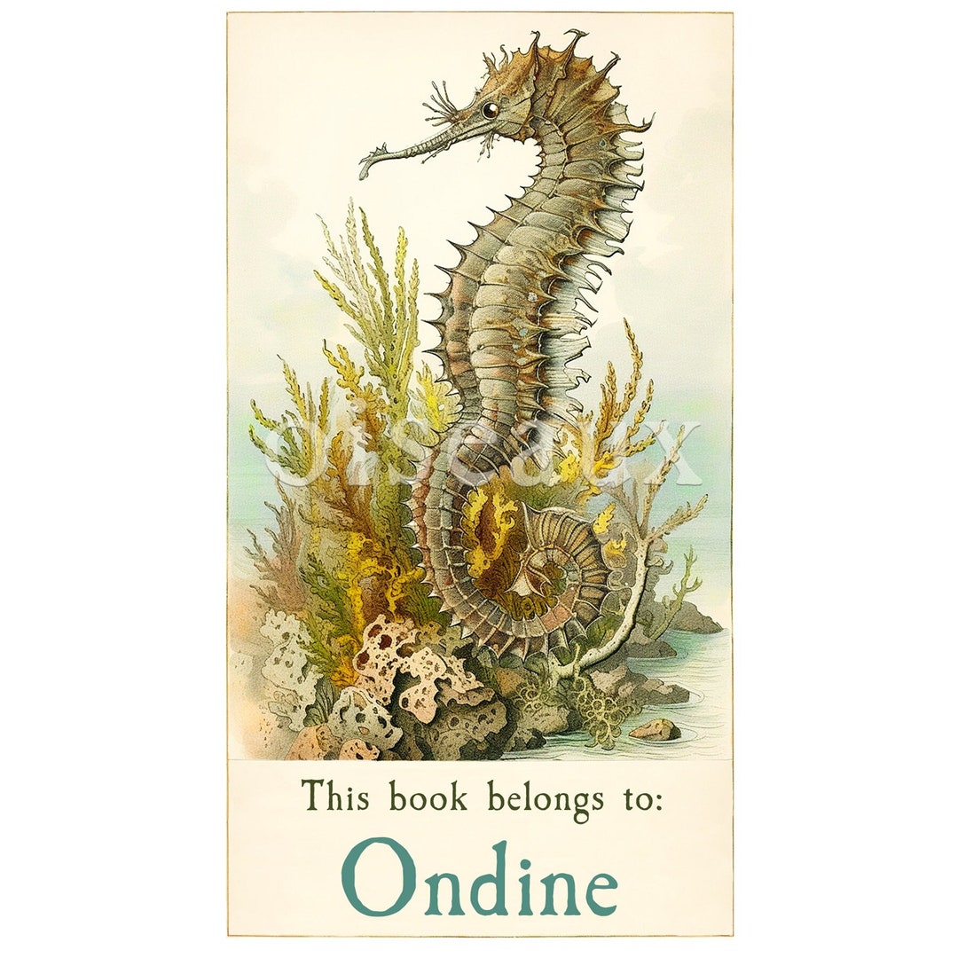 Seahorse Bookplates - Vintage Book Labels - Personalized Ex Libris ...