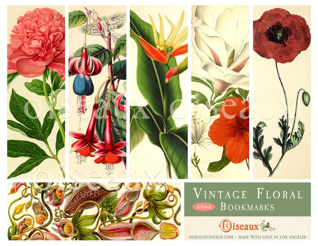 Printable Floral Bookmarks - Vintage Library - Beautiful Book Lover ...