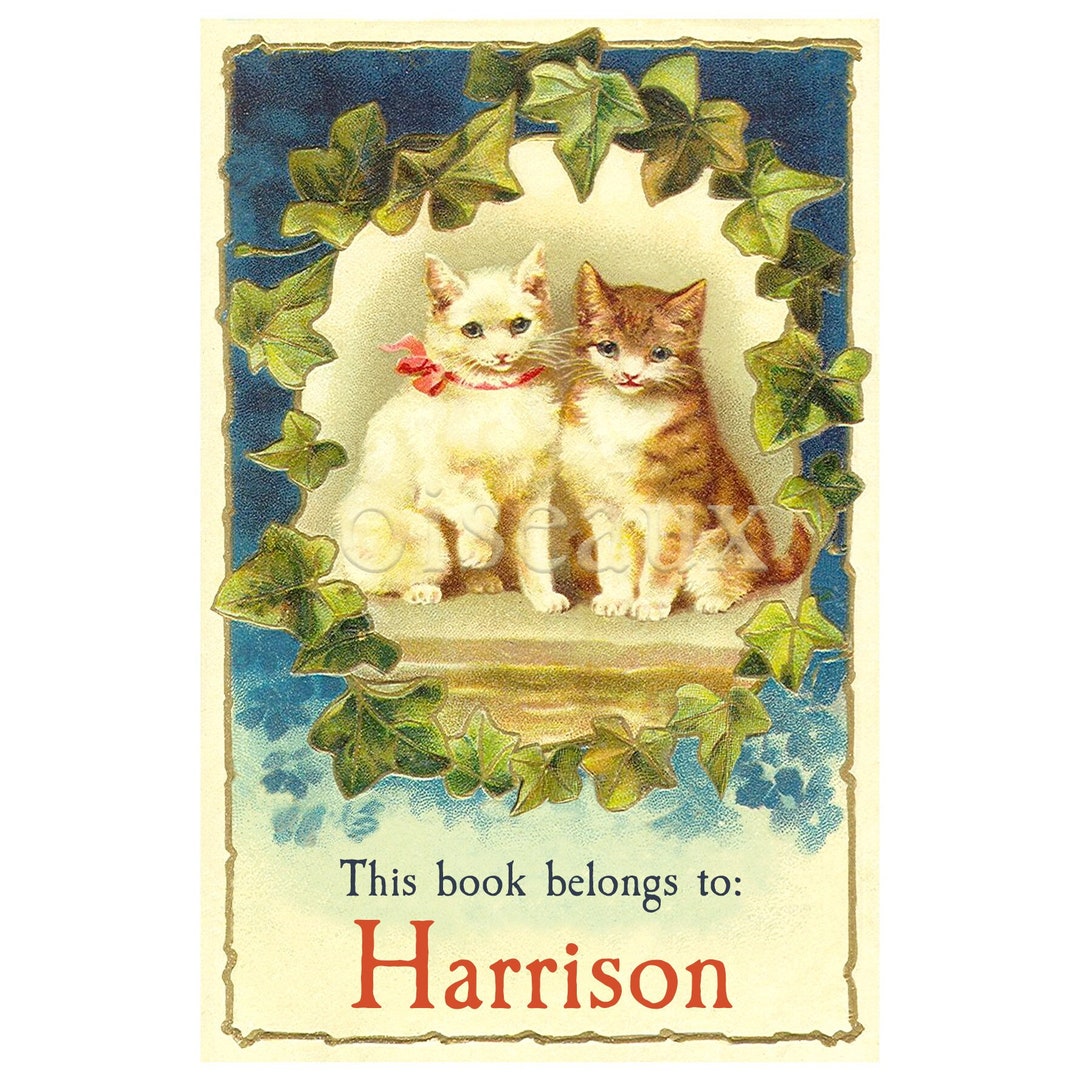 Feline Friends Bookplates - Personalized Ex Libris - Set of 24 ...