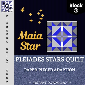 Maia Star Block - Pleiades Quilt Pattern Adaption - Paper Pieced Blocks ...