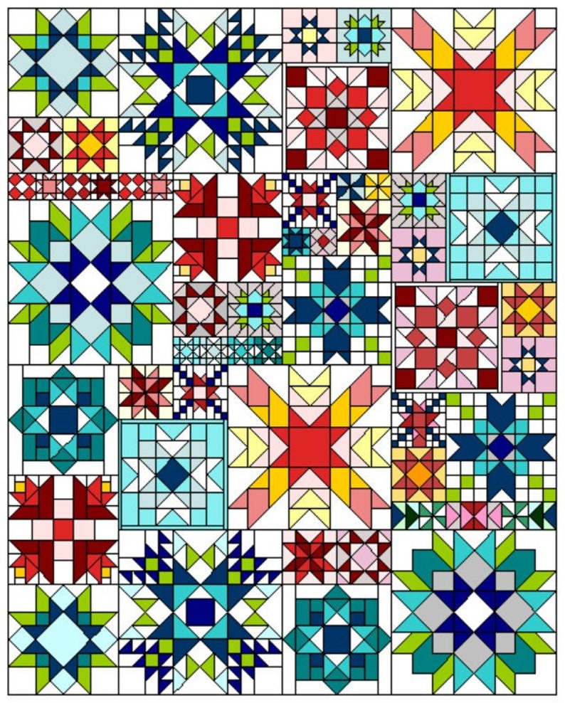 Barn Star Sampler Quilt Pattern Adaption *QUILT ALONG* Booklet - Paper ...