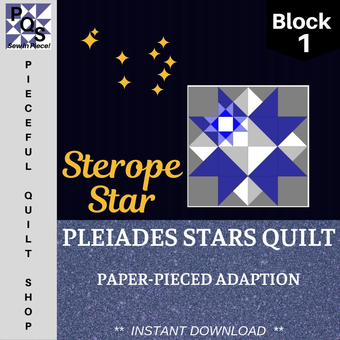 Sterope Star - Pleiades Quilt Pattern Adaption - Paper Pieced Blocks - Etsy