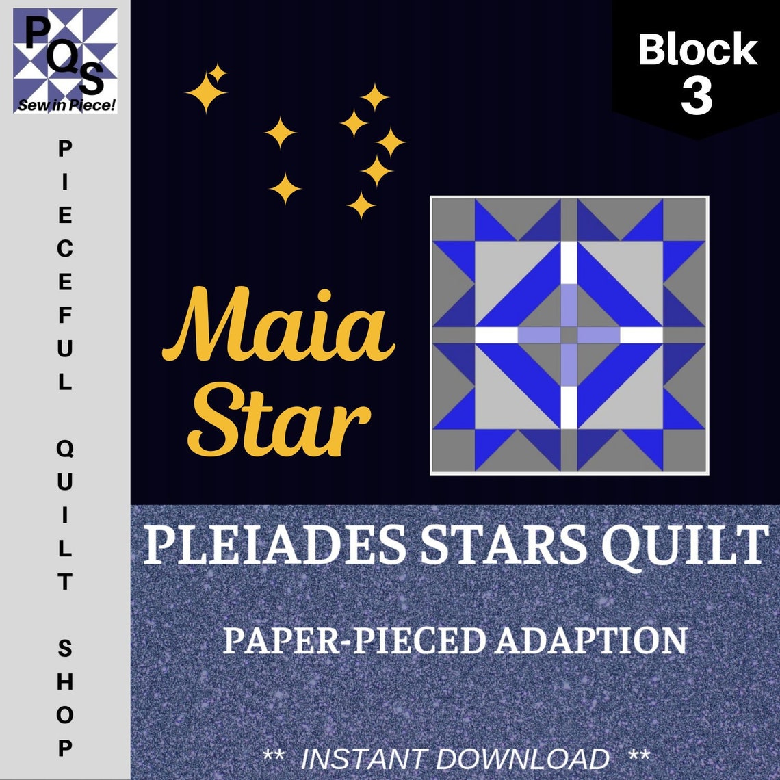 Maia Star Block - Pleiades Quilt Pattern Adaption - Paper Pieced Blocks ...
