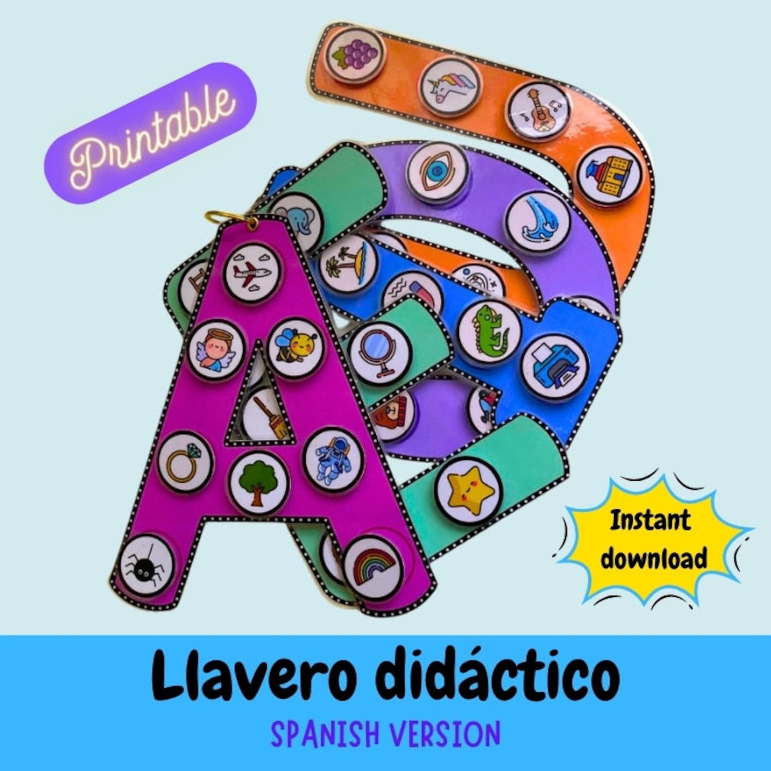 Llavero didáctico de las vocales, juego educativo para niños, aprende ...