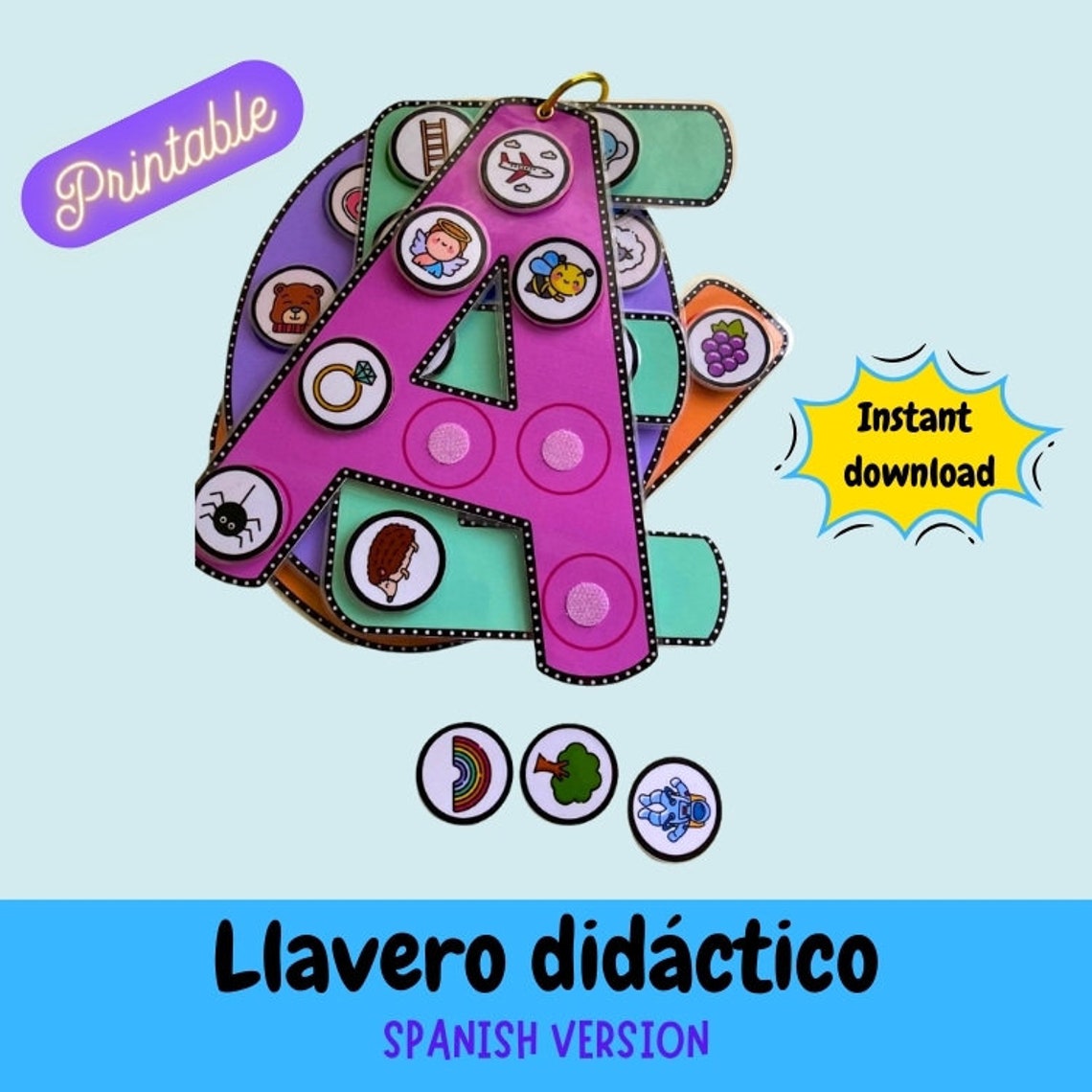 Llavero didáctico de las vocales, juego educativo para niños, aprende ...