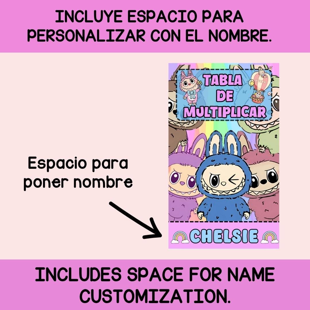 Tabla de Multiplicar Editable Labubu del 1 al 12 | Plantilla Canva ...