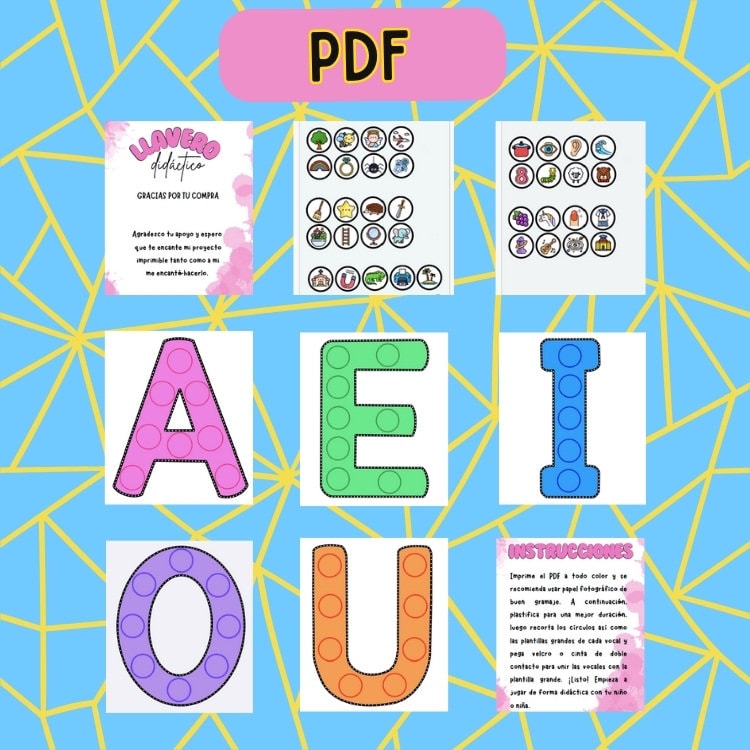 Didactic Vowels Keychain, Educational Game for Children, Learn Vowels ...