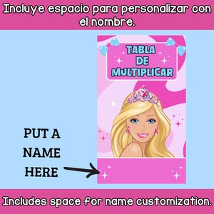 Multiplication Table Template Barbie Plantillas Tablas de Multiplicar ...