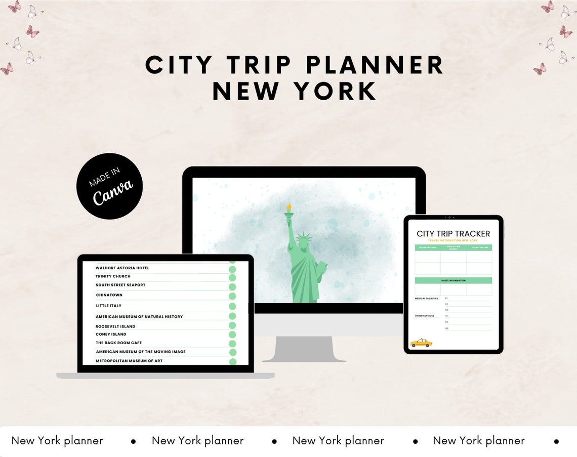EDITABLE Travel Planner, New York City Trip Planner, Canva Template ...