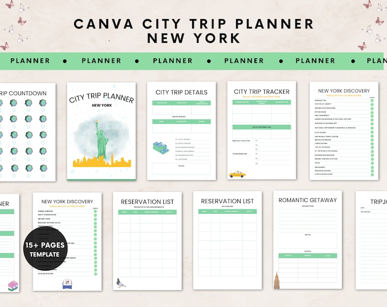 EDITABLE Travel Planner, New York City Trip Planner, Canva Template ...