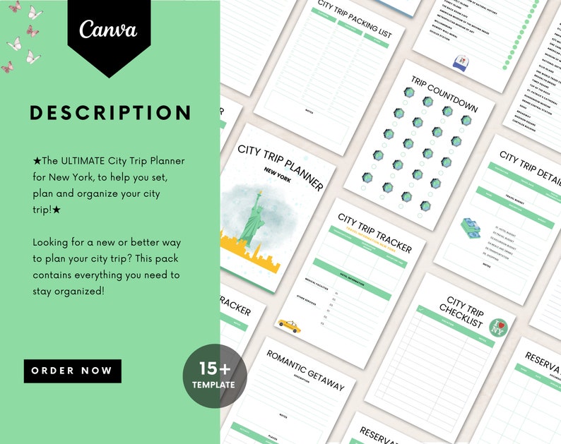 EDITABLE Travel Planner, New York City Trip Planner, Canva Template ...