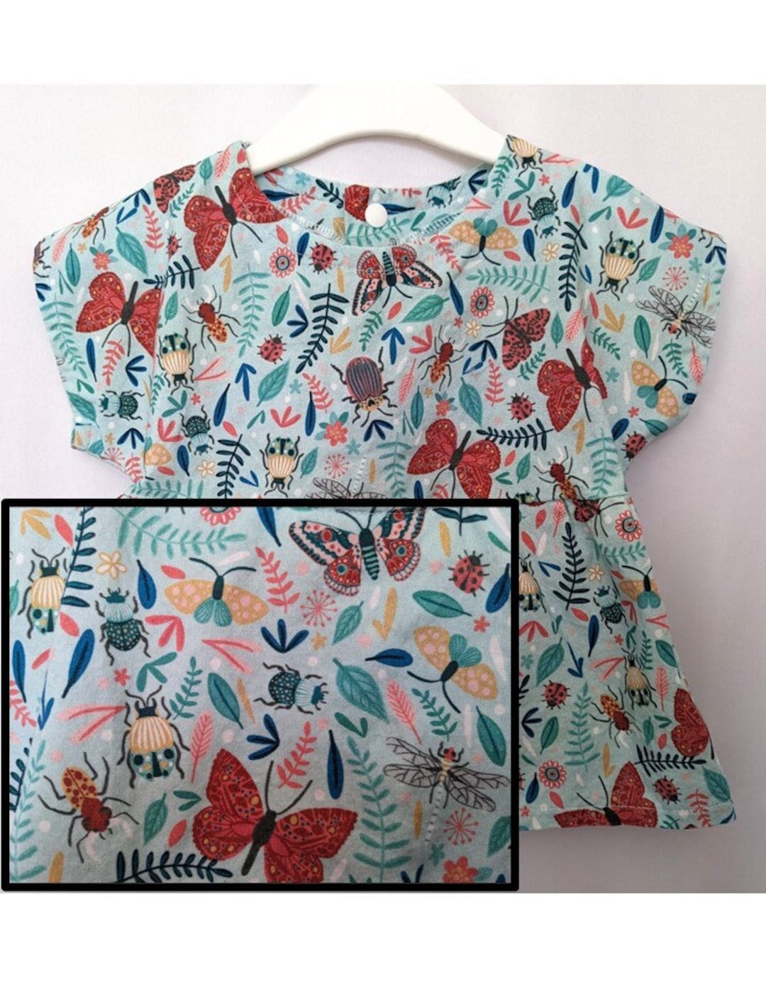 2T Butterfly Cotton Shirt Handmade Bug Top Unique Childrens Clothes ...