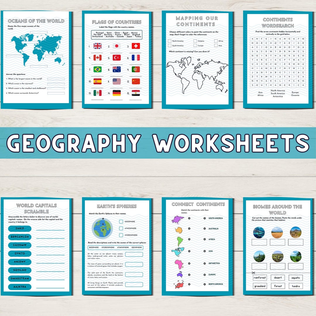 Geography Worksheet Montessori Activity Sheets Geography Teacher Lesson ...