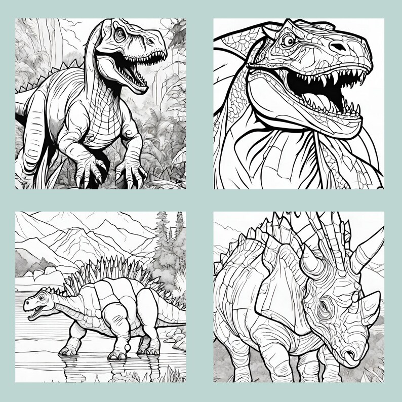 30 Dinosaur Coloring Pages 8.5x11 Inch Dinosaur Coloring Pages for ...