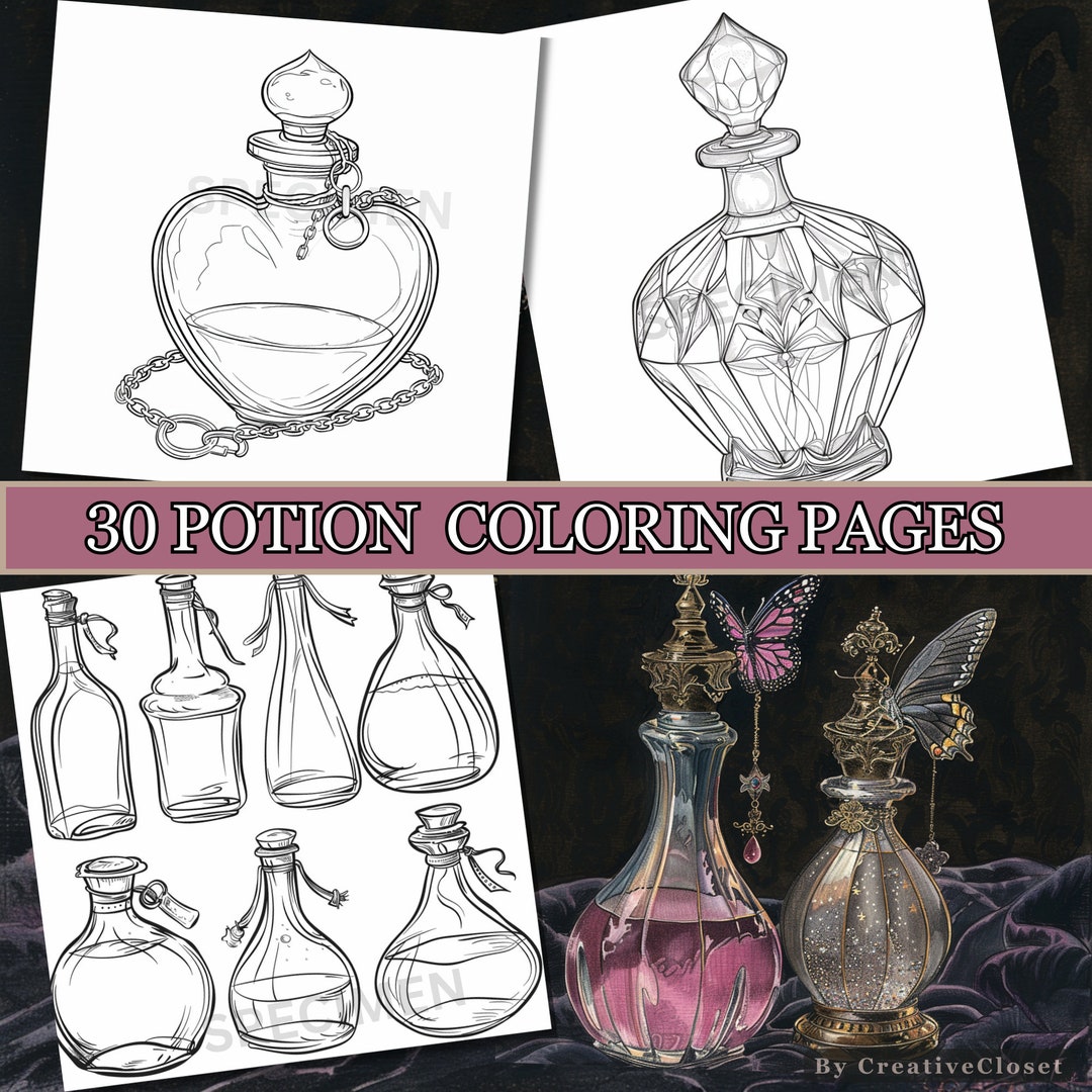 Potion Coloring Pages for Adults & Teens Instant Download PDF ...