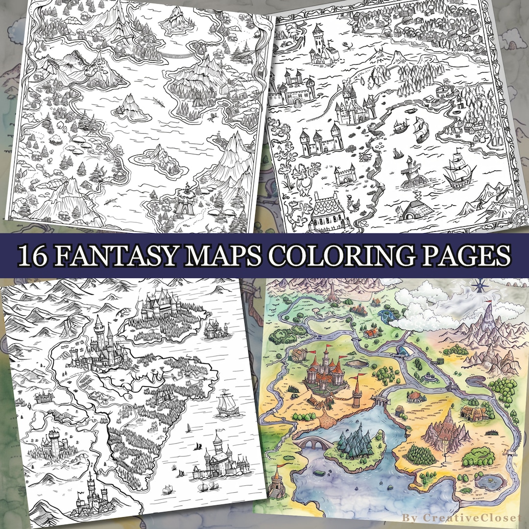 Maps Coloring Pages. for Adults and Teens. Instant Download PDF ...