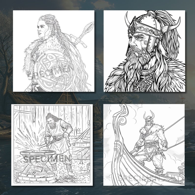 Viking Coloring Pages. for Adults and Teens. Instant Download PDF ...