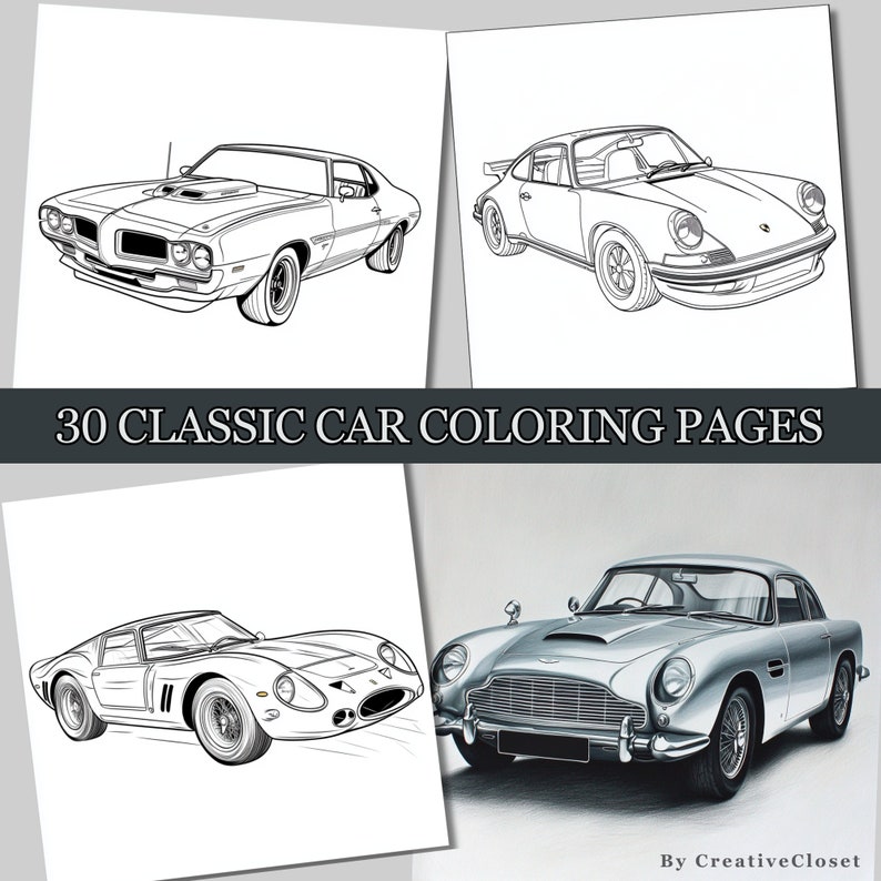 Classic Car Coloring Pages. for Adults and Teens. Instant Download PDF ...