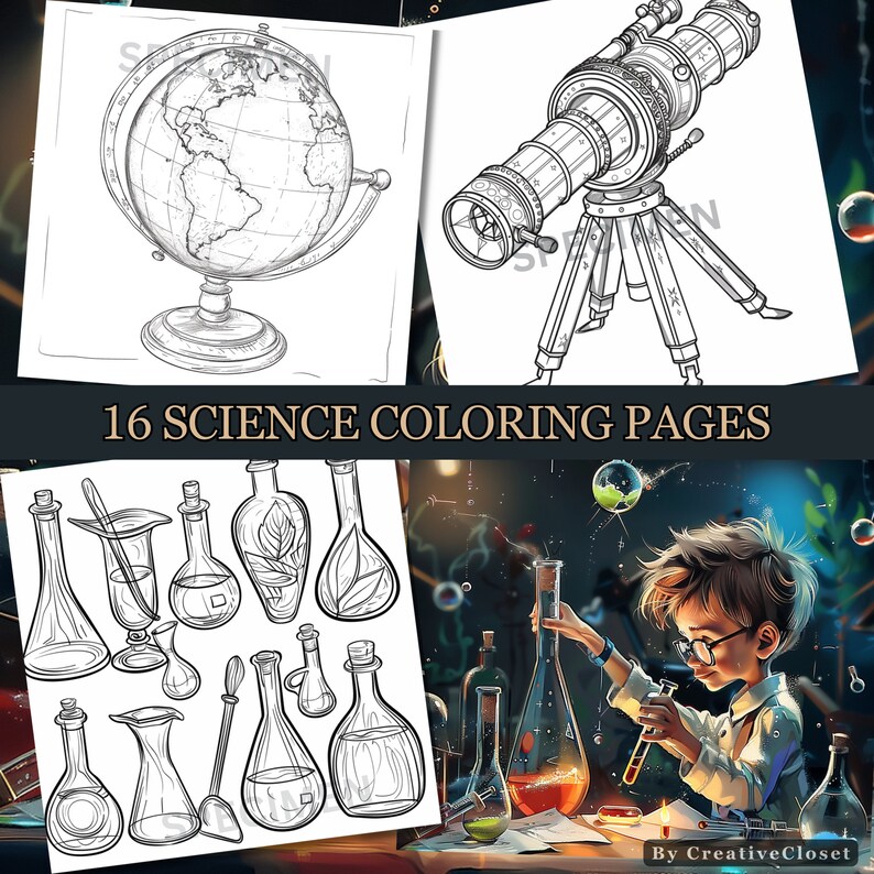 Science Coloring Pages for Adults & Teens Instant Download PDF ...