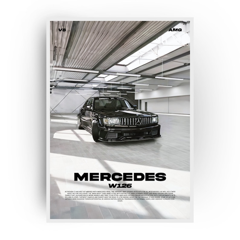 Mercedes AMG W126 Car Poster With Frame - Etsy