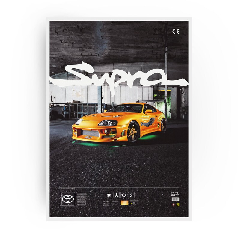 Toyota Supra Car Poster With Frame - Etsy