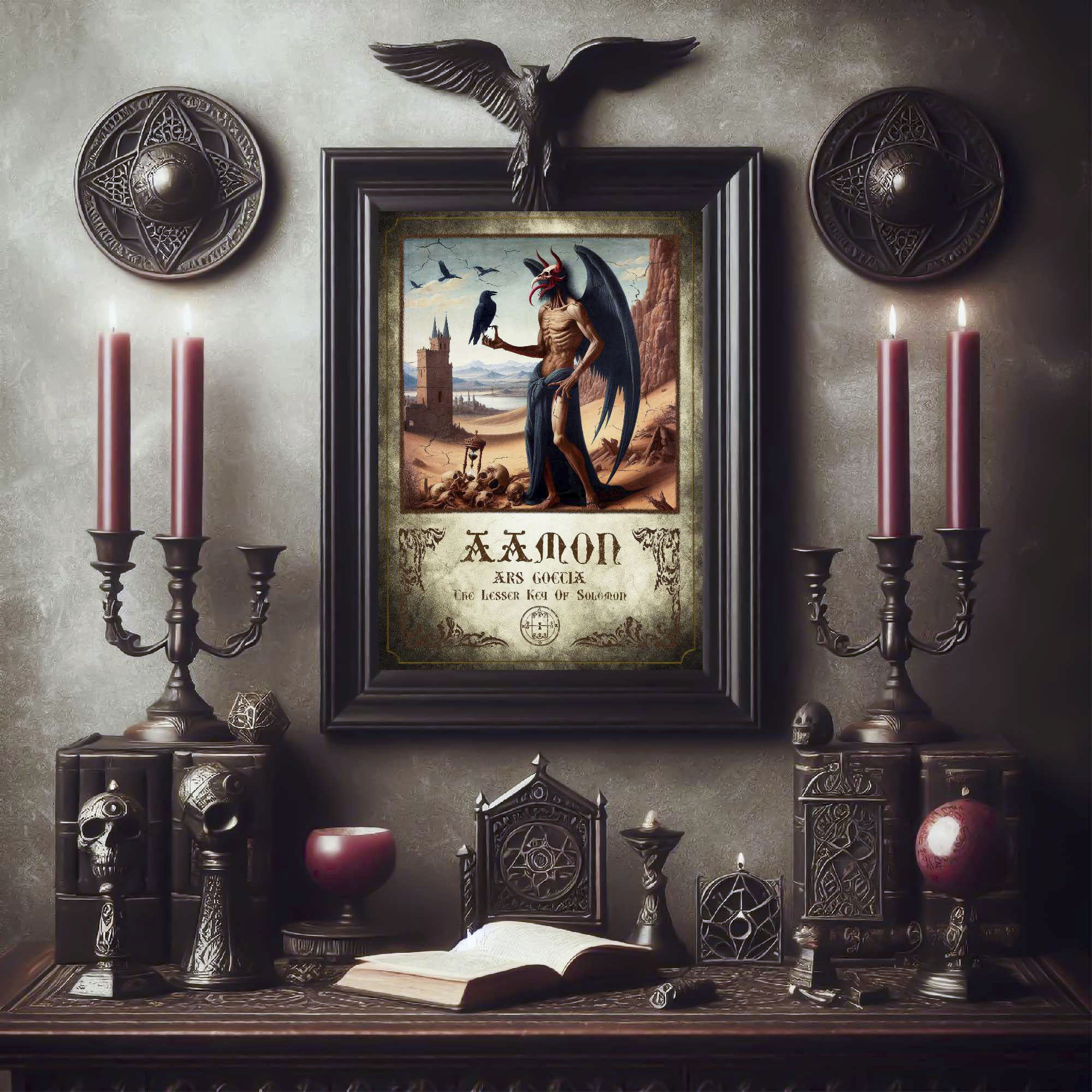 Aamon Demon Printable Dark Art Ars Goetia Grimoire. Seals Description ...