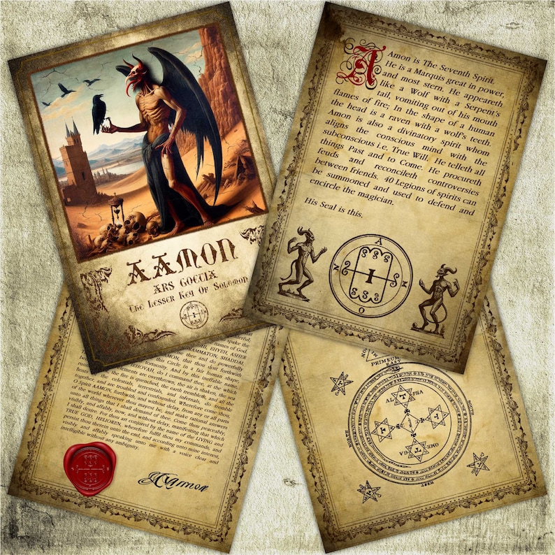 Aamon Demon Printable Dark Art Ars Goetia Grimoire. Seals Description ...