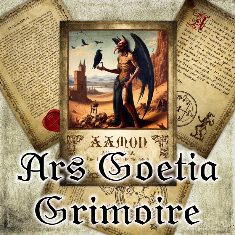 Aamon Demon Printable Dark Art Ars Goetia Grimoire. Seals Description ...
