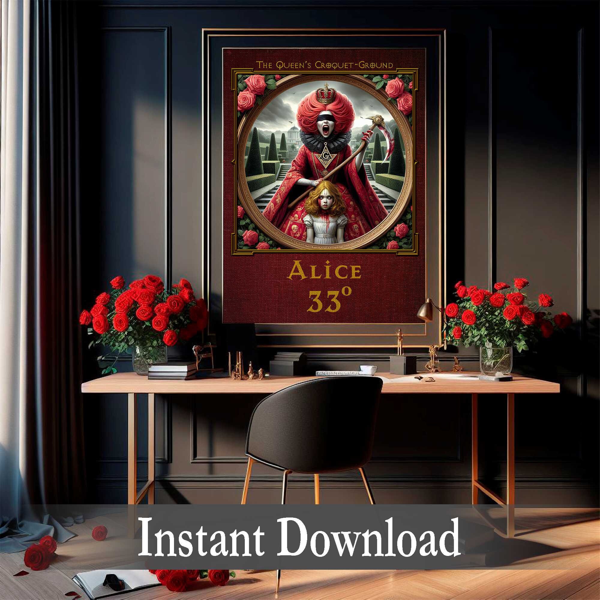 Alice Wonderland Freemasonry Printable Chapter Cover. Dark Art Fantasy ...
