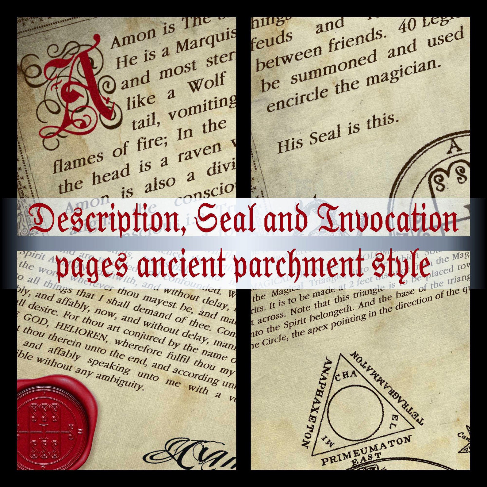 Aamon Demon Printable Dark Art Ars Goetia Grimoire. Seals Description ...