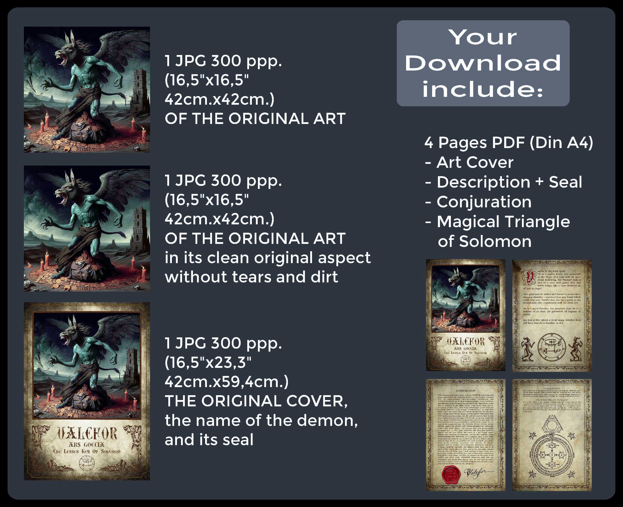 Valefor Demon Printable Dark Art Ars Goetia Grimoire. Seal Description ...