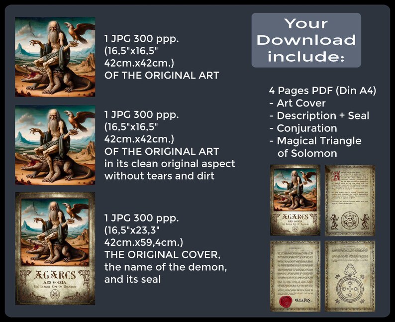 Agares Demon Printable Dark Art Ars Goetia Grimoire. Seals Description ...