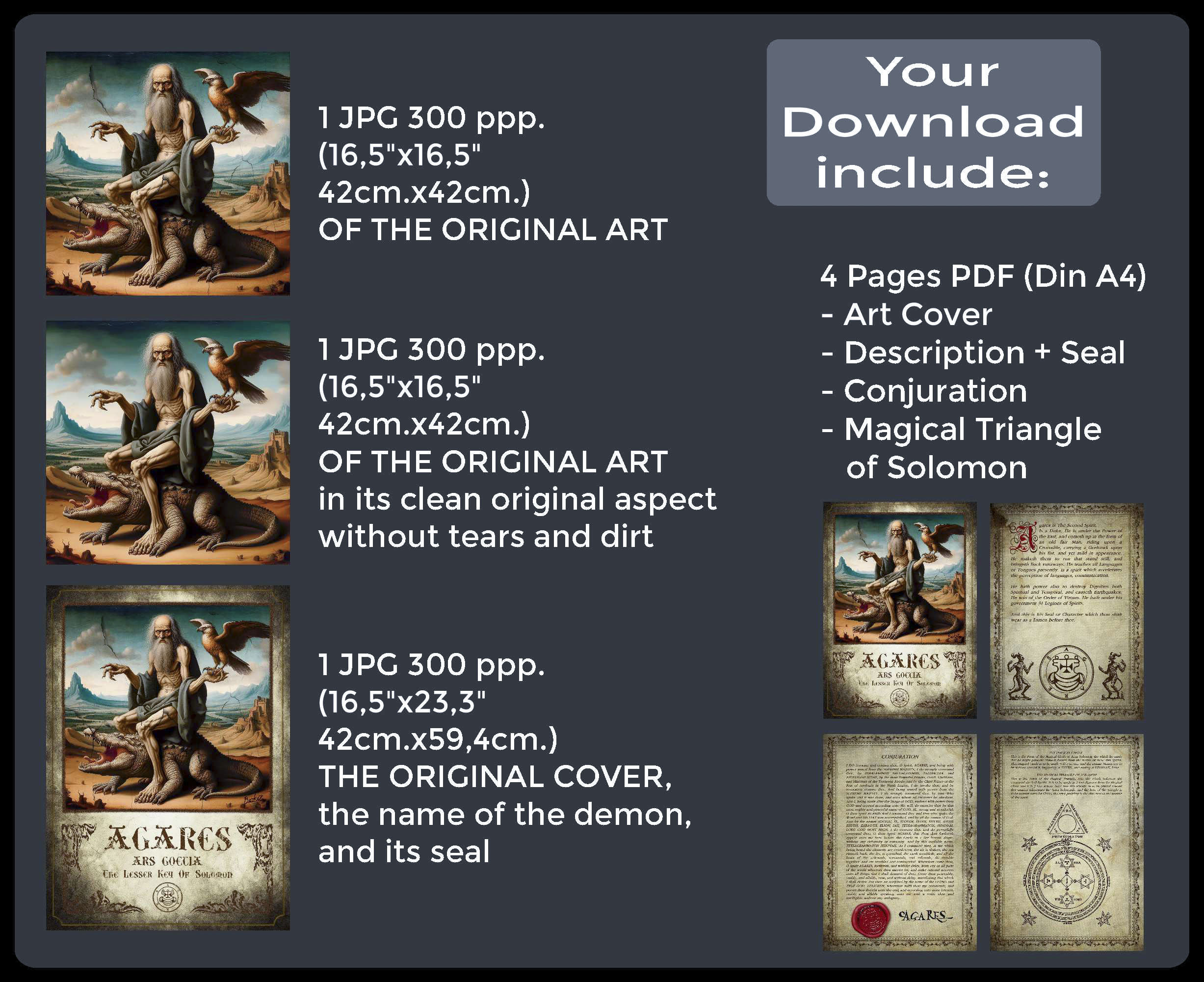 Agares Demon Printable Dark Art Ars Goetia Grimoire. Seals Description ...