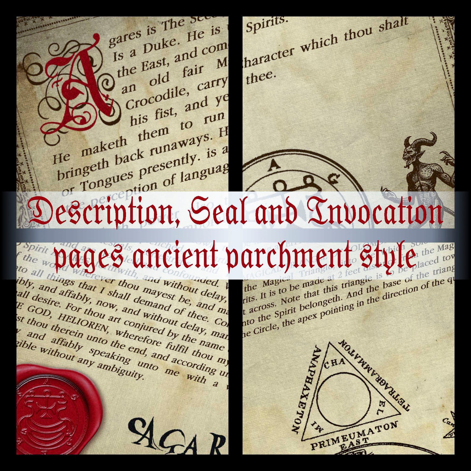 Agares Demon Printable Dark Art Ars Goetia Grimoire. Seals Description ...