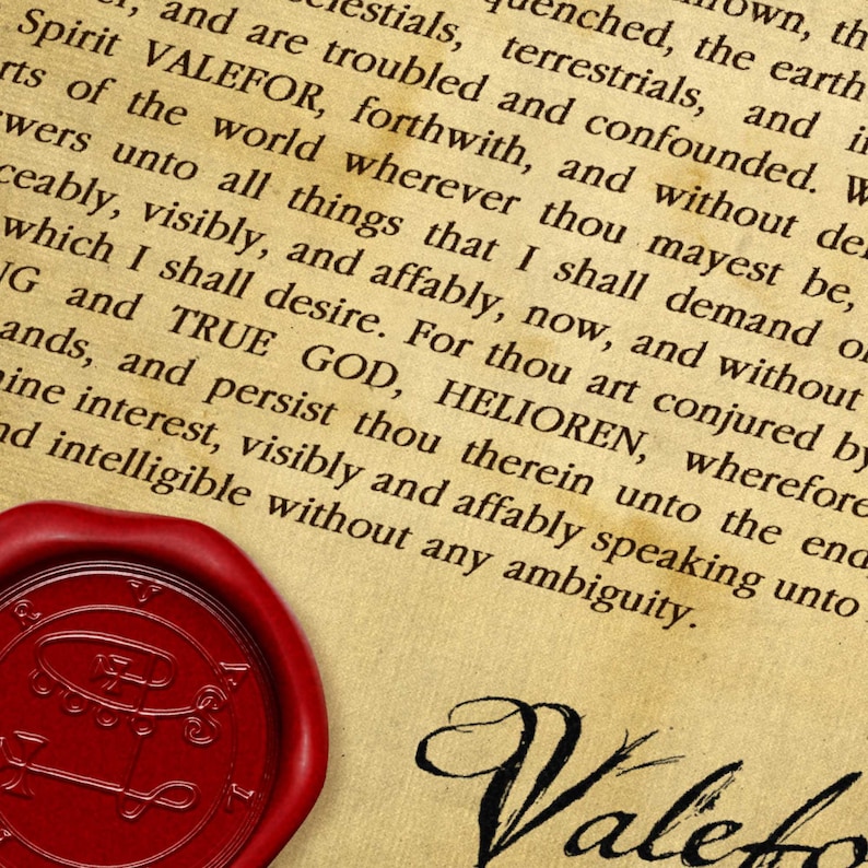 Valefor Demon Printable Dark Art Ars Goetia Grimoire. Seal Description ...
