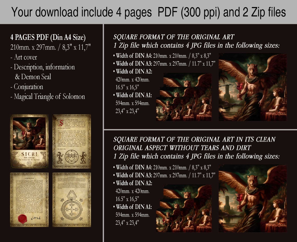 Sitri Demon Printable Dark Art Ars Goetia Grimoire. Seals Description ...