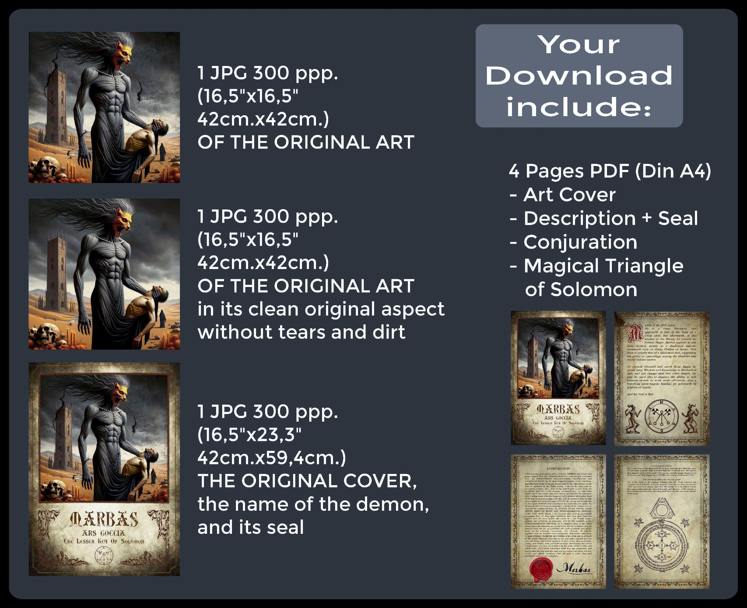 Marbas Demon Printable Dark Art Ars Goetia Grimoire. Seals Description ...