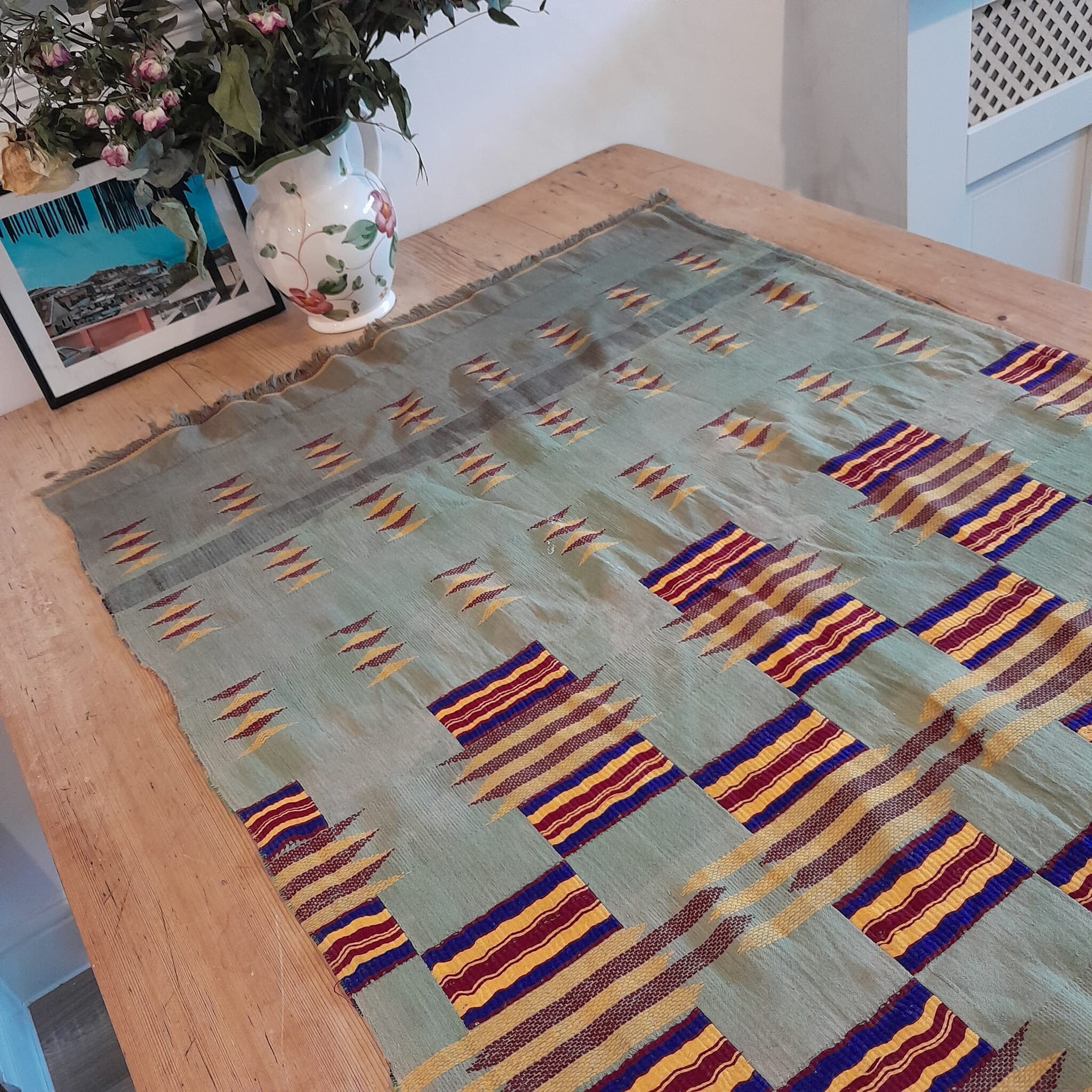 Vintage Ewe Kente Cloth, Sage Green Kente, African Textiles, Wall ...