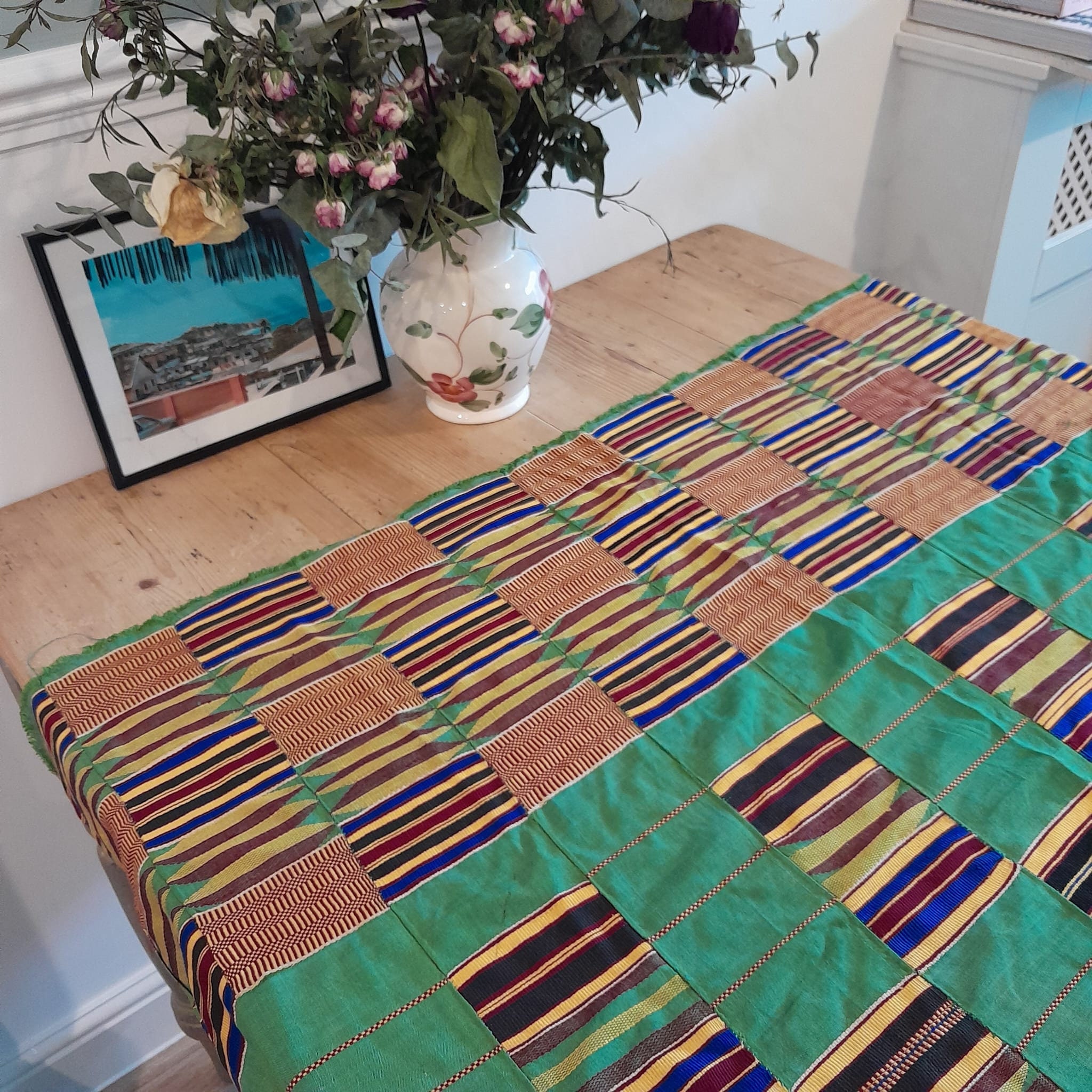 Vintage Ewe Kente Cloth, Green Kente, African Textiles, Wall Hanging ...