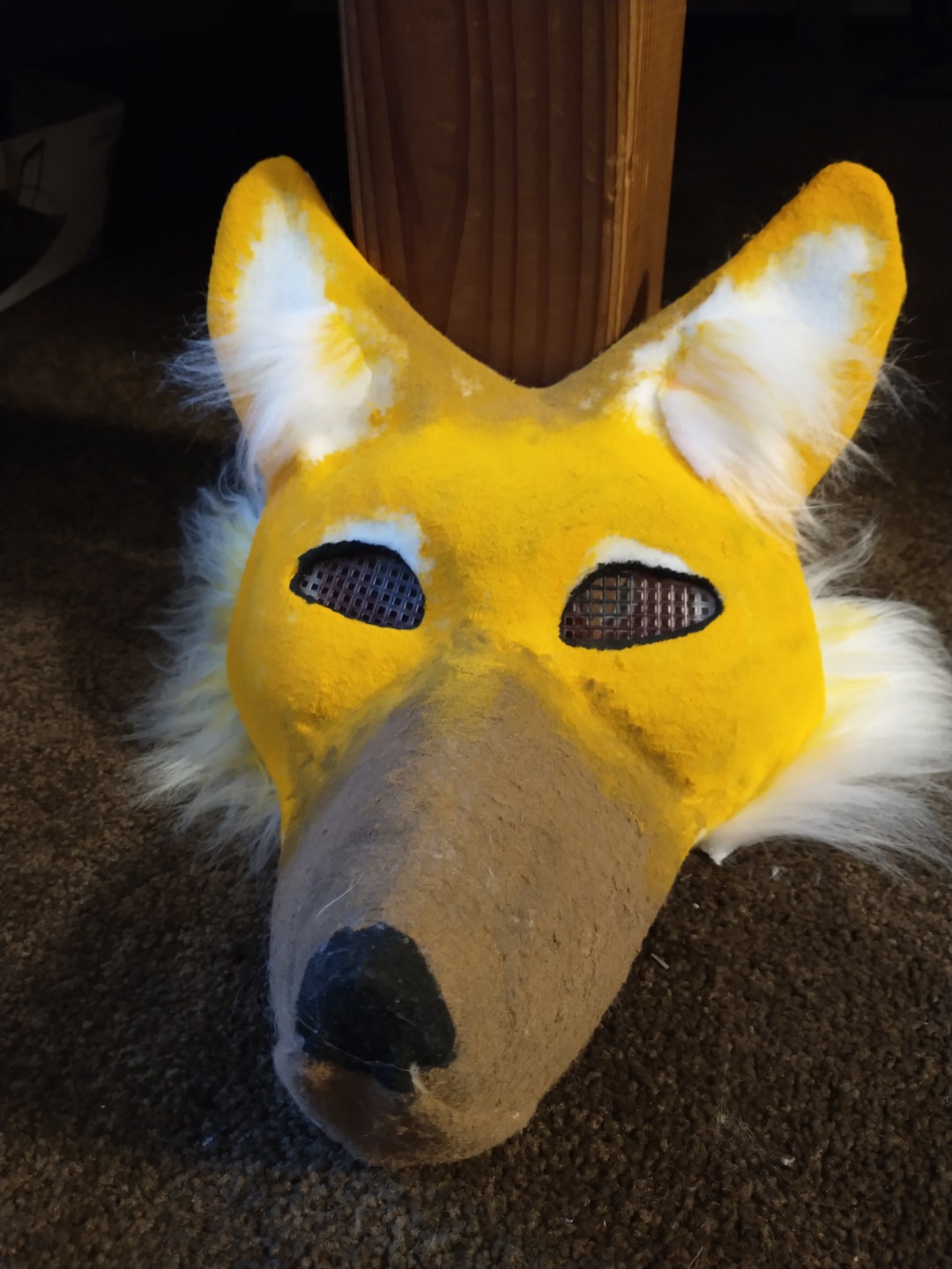 Therian Maned Wolf Mask Faux Fur Yellow. Costume, Halloween, Dog Mask ...
