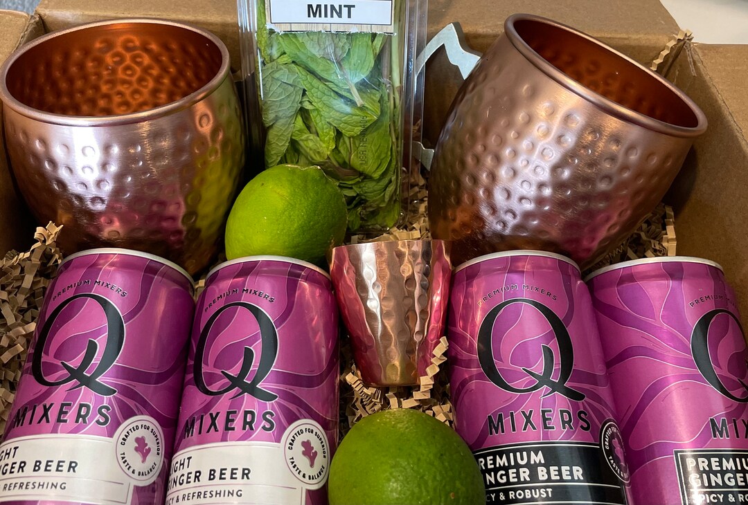 Moscow Mule Gift Set, Christmas Gift Him or Her, Copper Mule Mugs ...