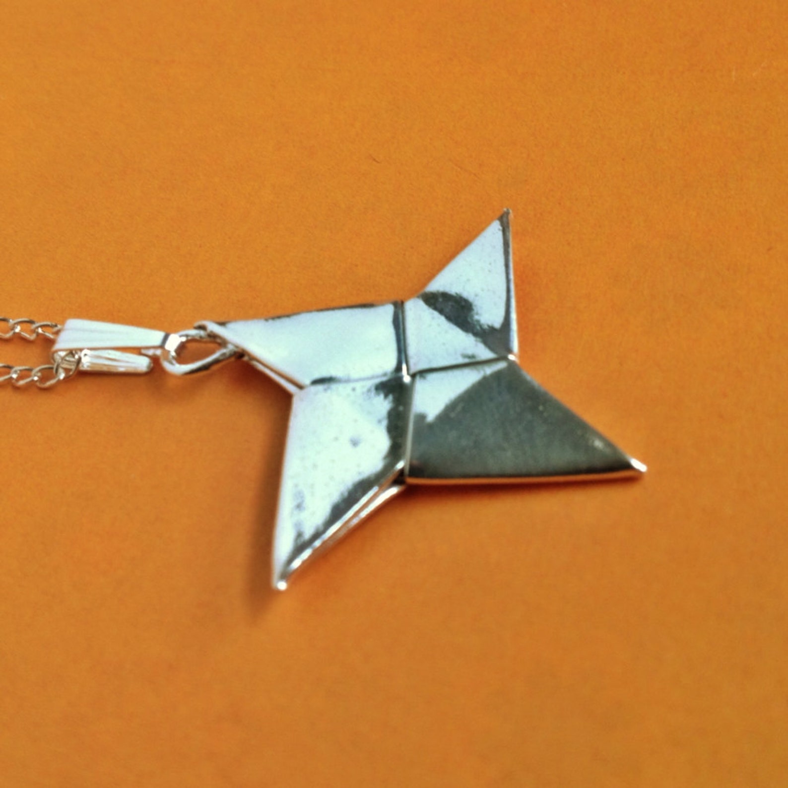 Silver Origami Shuriken Pendant, Ninja Star, Large - Etsy