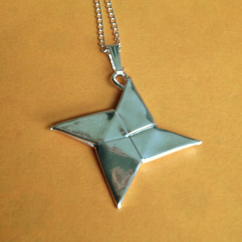 Silver Origami Shuriken Pendant, Ninja Star, Large - Etsy