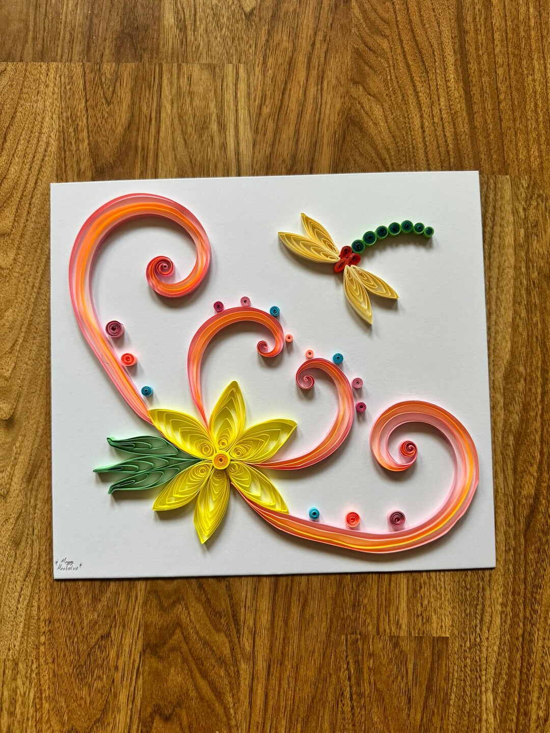 Flower and Dragonfly Quilled Art - Etsy