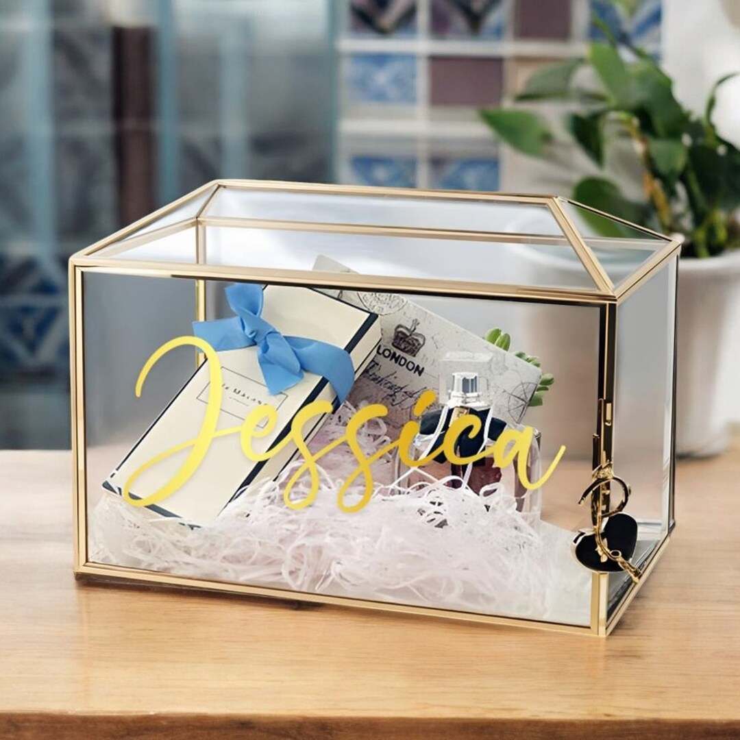 Wedding Memory Glass Chest, Glass Memory Box, Glass Keepsake Box ...