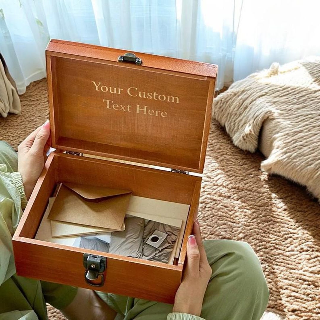 Personalized Engraved Gift Box, Wood Memory Box, Rustic Wooden Keepsake ...
