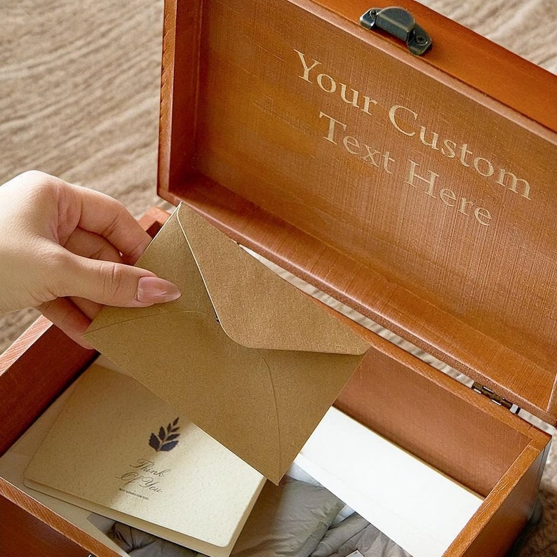 Rustic Wooden Keepsake Box, Personalized Engraved Gift Box, Wedding ...