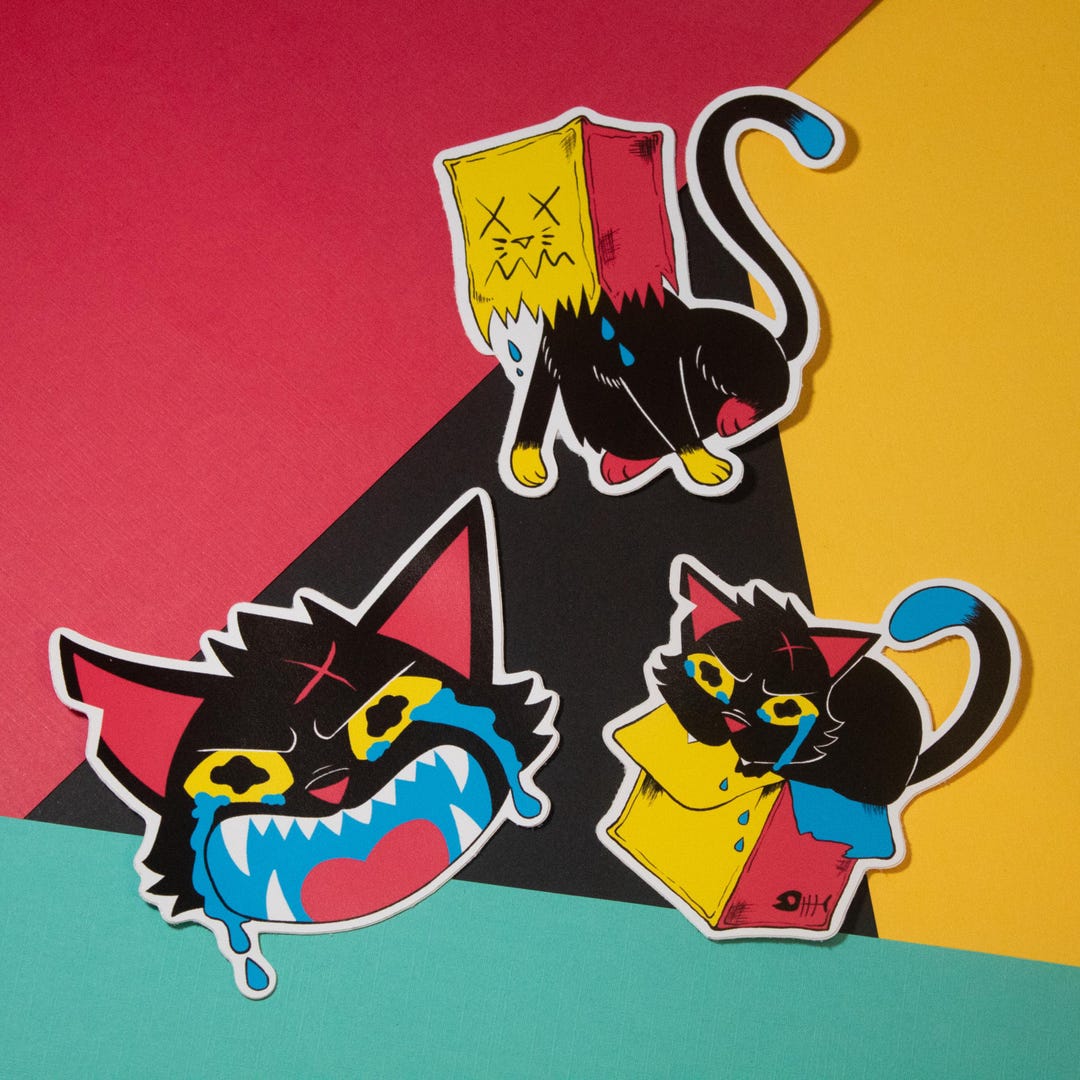 CMYK Cat Stickers Matte Vinyl - Etsy