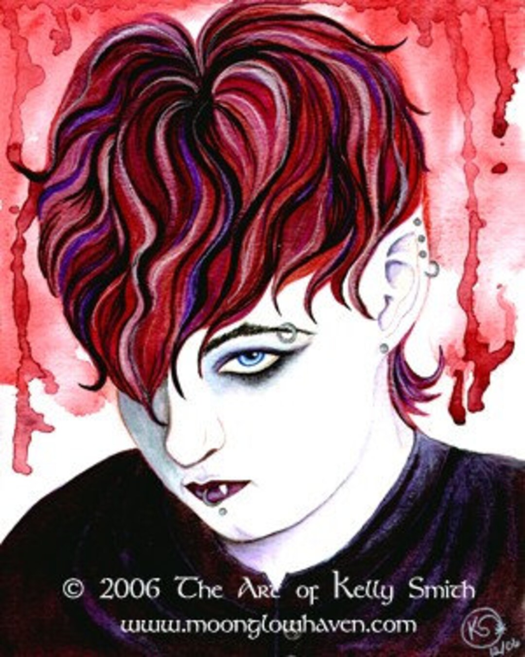 Dark Angel Horror Art, Vampire Print, Vampire Blood Macabre Art, Gay ...